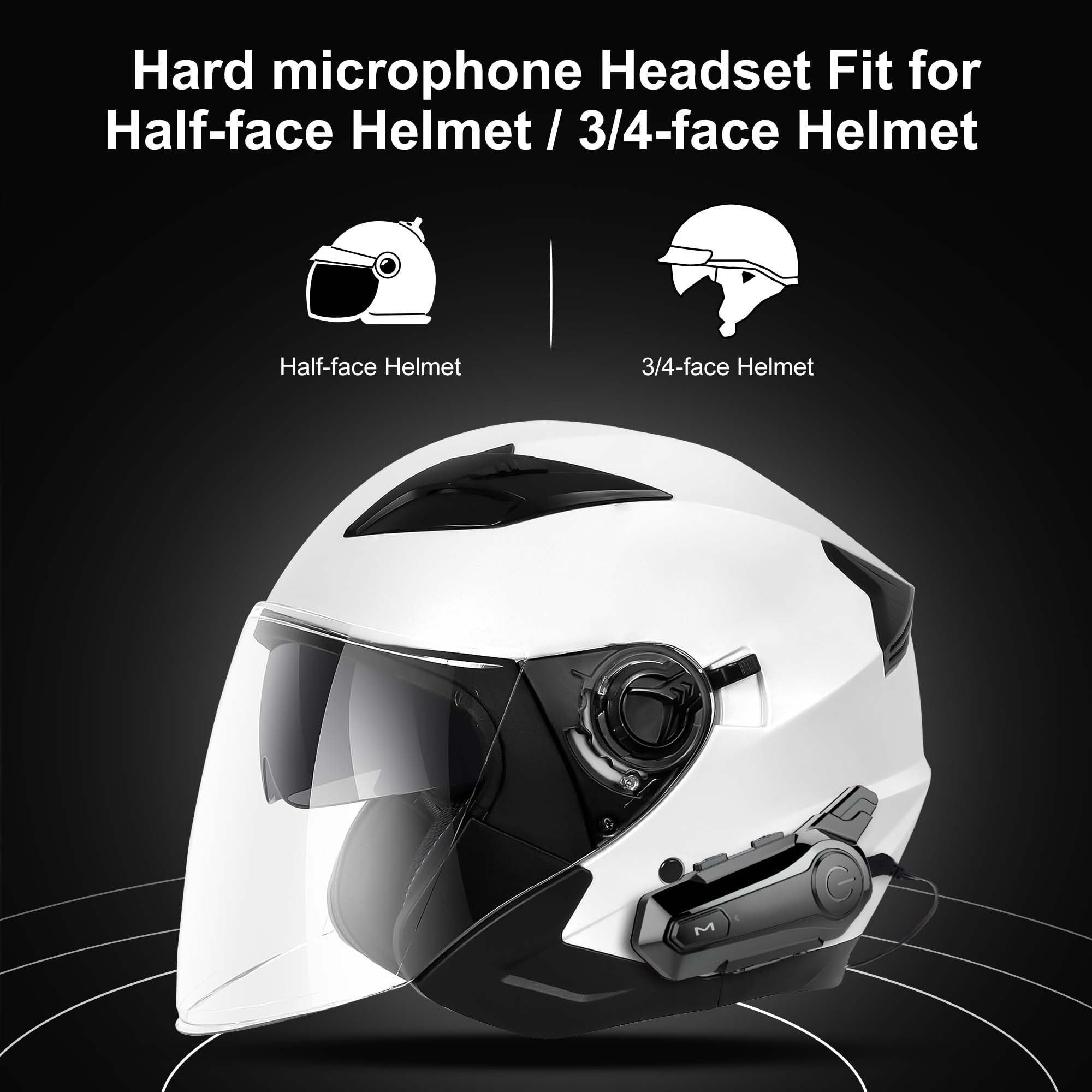 SOFFRIA Motorcycle Bluetooth Headset E1 2 Riders Wireless 400M Dirt Bike Helmet Intercom with CVC Noise Cancellation Stereo Music IPX6 Waterproof for Half/Open Face Helmet