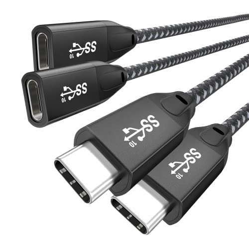 UseBean USB C Extension Cable 1FT 2-Pack, USB-C 3.2 Gen2 10Gbps Male to Female 4K Video Cord, Type-C Extender,Compatible with MacBook Pro/iPad Mini,M1 Air iPad Pro,Dell XPS,Surface,Galaxy S21 S22