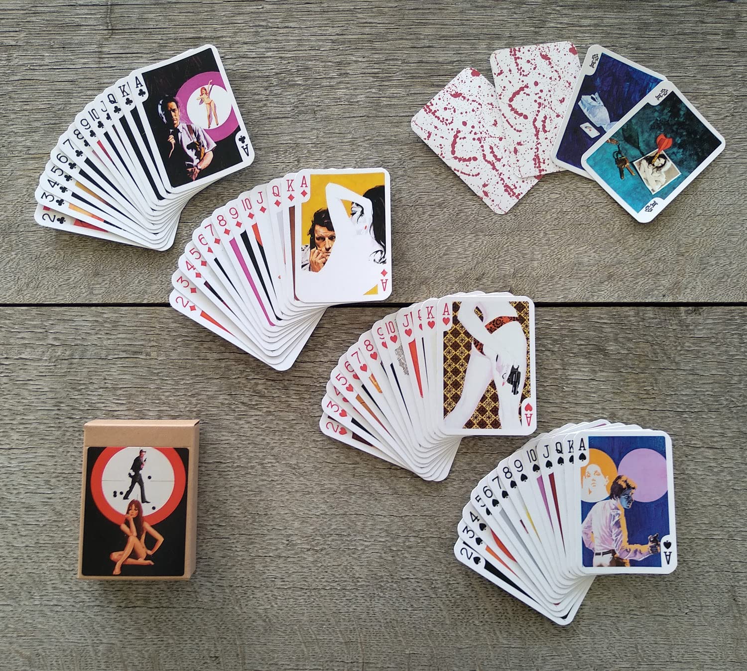 FLONZGIFT Spy Crime Fiction Playing Cards (Poker Deck 54 Cards All Different) Vintage Retro Magazine Covers Illustration Spies Agents Pulp Fiction