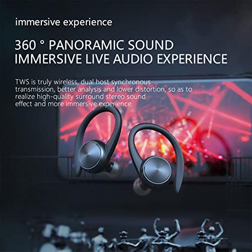 Decsix Running Headphones Wireless Earbuds with Earhooks,Over Ear Sport Headphones, Bluetooth Headphones, β Sweatproof Earphones Workout Jogging Gym, Black