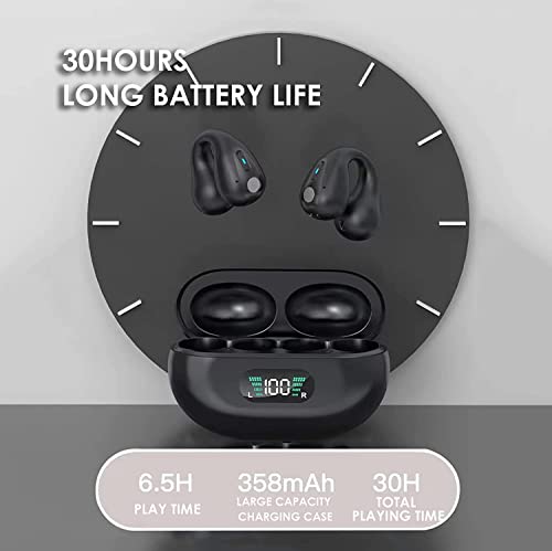 FAIIVE Wireless Ear Clip Bone Conduction Headphones, Open Ear Mini Wireless Bluetooth Ear Clip Bone Conduction Running Sports Headphones (Khaki)