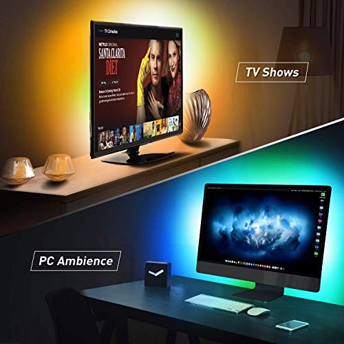 Nexillumi LED Strip Lights 6.56ft TV LED Backlight for 24 Inch-60 Inch TV RGB LED Strip USB Powered, APP Control Sync to Music, Bias Lighting, 5050 RGB for Mirror, PC, Android iOS