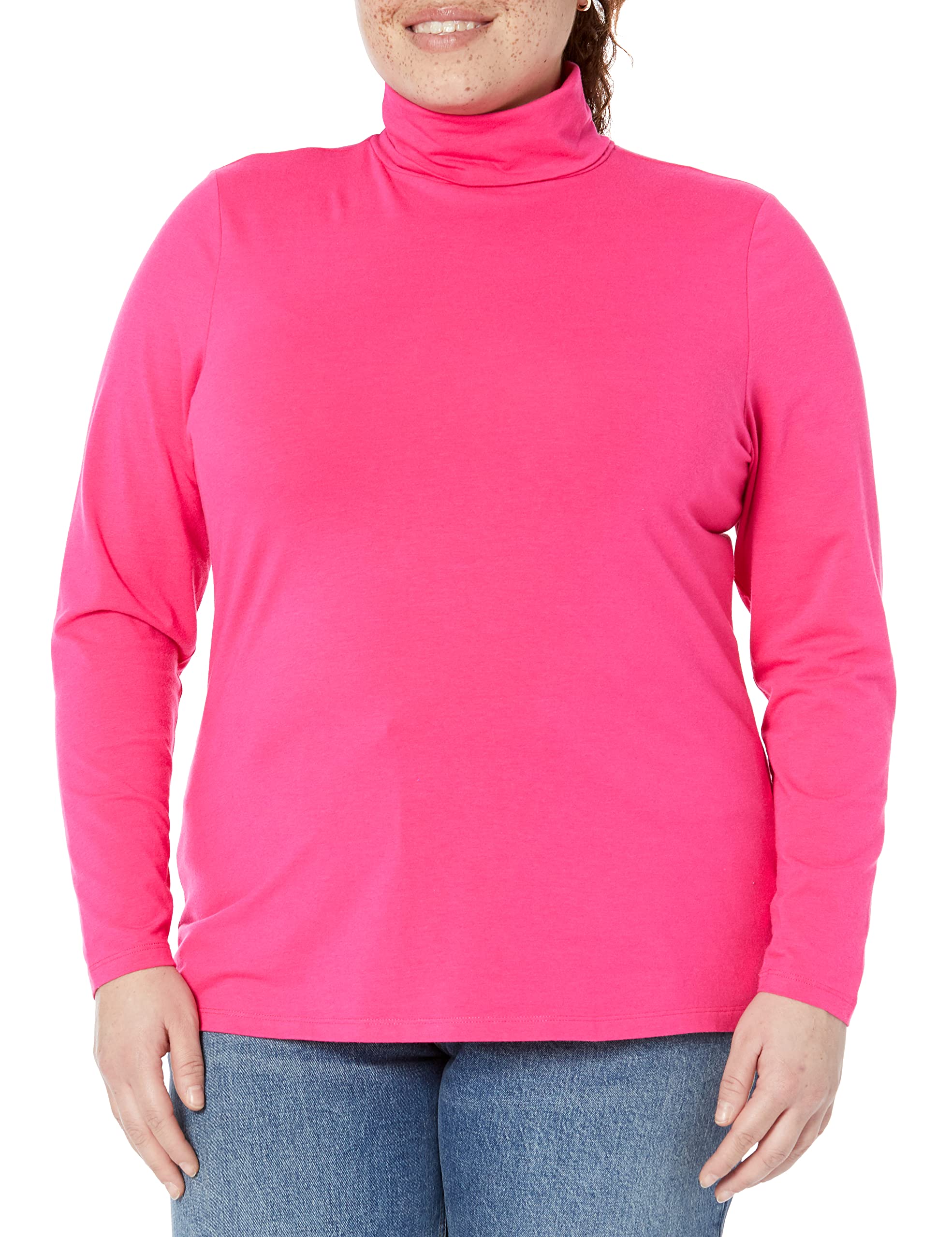 Amazon Essentials Women's Long-Sleeve Turtleneck (Available in Plus Size), Hot Pink, Medium