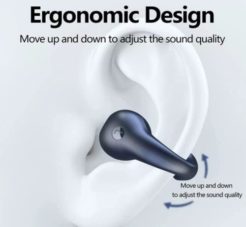 FAIIVE Wireless Ear Clip Bone Conduction Headphones, Open Ear Mini Wireless Bluetooth Ear Clip Bone Conduction Running Sports Headphones (Khaki)