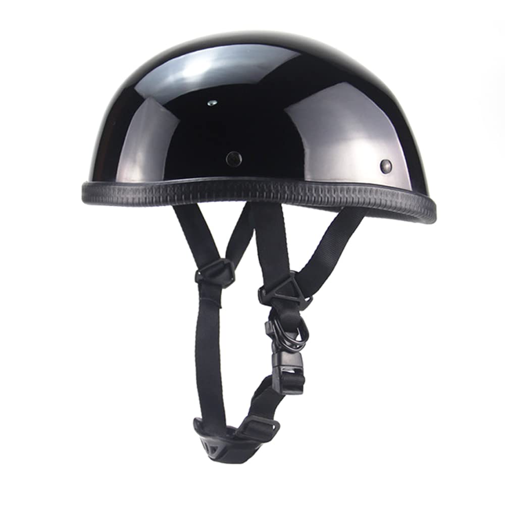 Woljay Motorcycle Half Helmet Beanie Cruising Skull Cap Small Helmets for Motorbike Scooter Chopper Moped Scooters Electric (X-Large, Gloss Black)