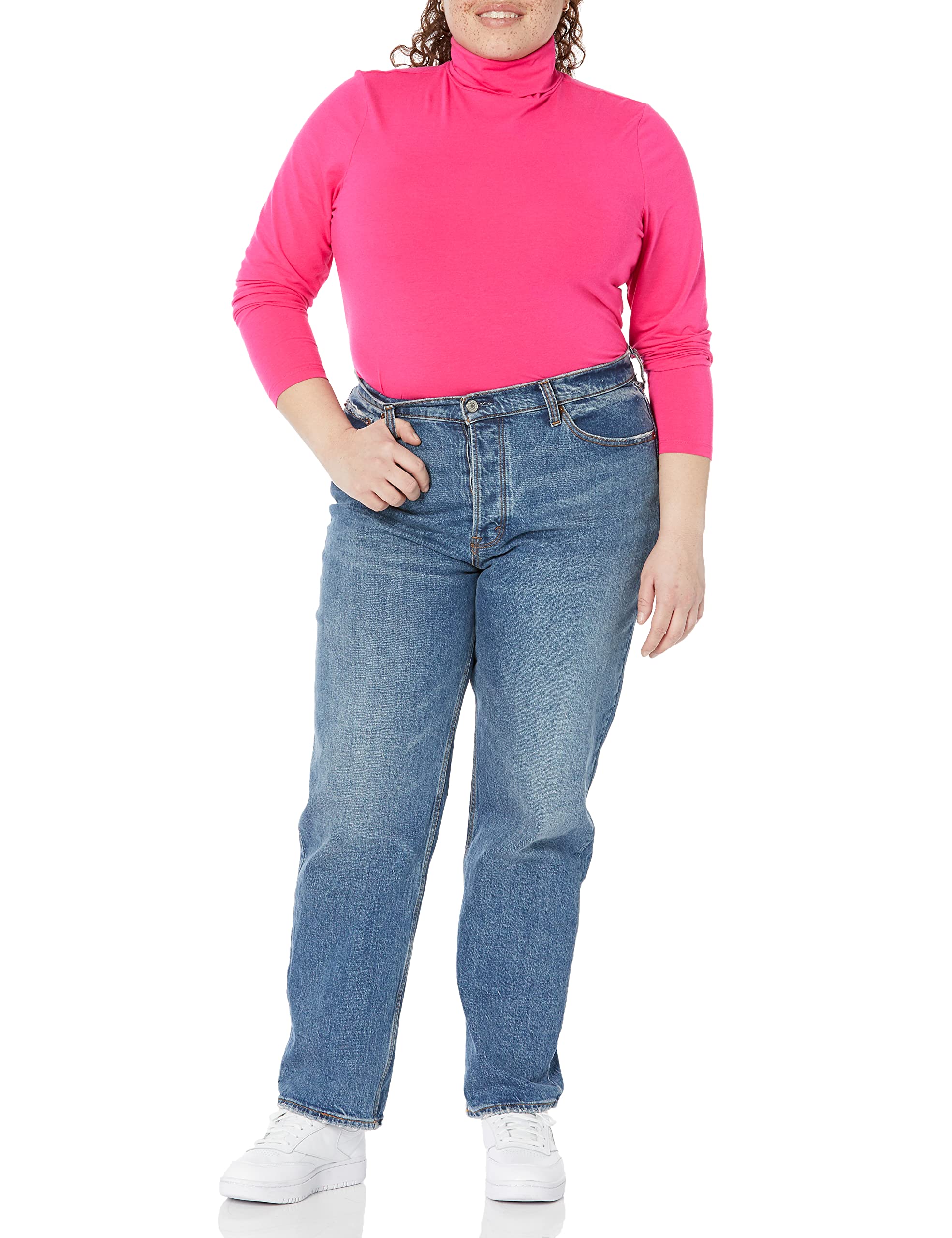 Amazon Essentials Women's Long-Sleeve Turtleneck (Available in Plus Size), Hot Pink, Medium