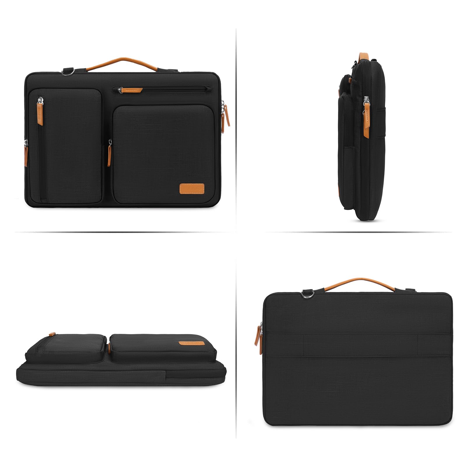MOSISO 360 Protective Laptop Shoulder Bag,13-13.3 inch Computer Bag Compatible with MacBook, HP, Dell, Lenovo, Asus Notebook,Side Open Messenger Bag with 4 Zipper Pockets&Handle, Black
