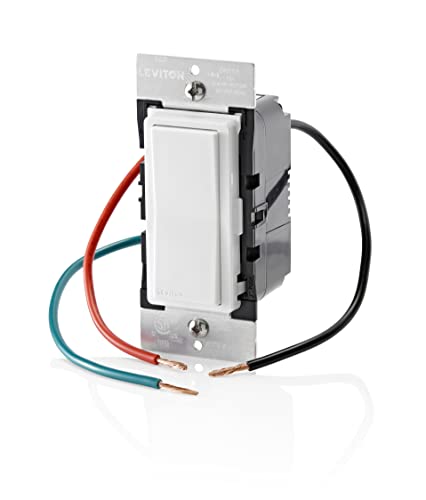 Leviton DN15S-2RW Decora Smart No-Neutral 15A Switch, Requires MLWSB Wi-Fi Bridge to Work, Alexa, Hey Google, HomeKit/Siri, White