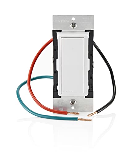 Leviton DN15S-2RW Decora Smart No-Neutral 15A Switch, Requires MLWSB Wi-Fi Bridge to Work, Alexa, Hey Google, HomeKit/Siri, White