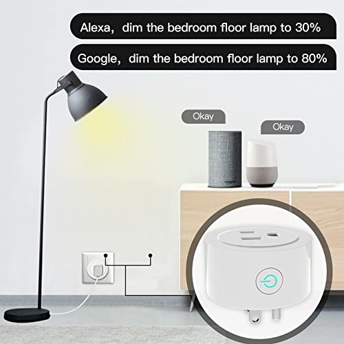 MOES Smart Dimmer Plug, Plug in Lamp Dimmer Outlet for Dimmable LED, CFL, Halogen and Incandescent Bulbs, Brightness Adjust Socket, Tuya Smart Life App Control, Work with Alexa and Google, 2.4GHz WiFi