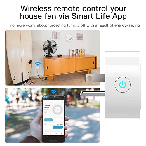 MOES Smart Dimmer Plug, Plug in Lamp Dimmer Outlet for Dimmable LED, CFL, Halogen and Incandescent Bulbs, Brightness Adjust Socket, Tuya Smart Life App Control, Work with Alexa and Google, 2.4GHz WiFi