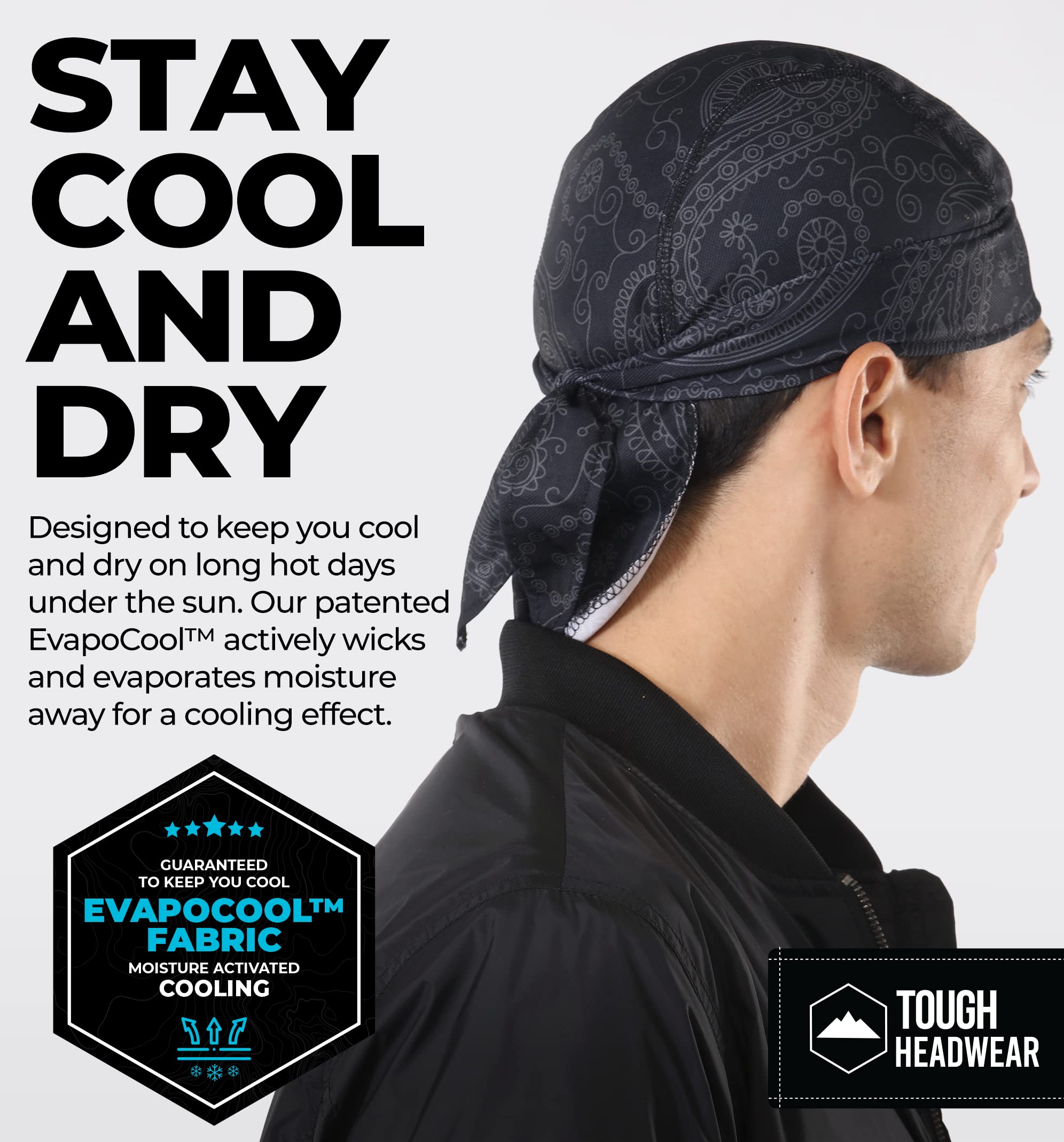 Cooling Helmet Liners - Do Rag Skull Caps for Men - Cooling Head Wraps, Hard Hat Liner - Motorcycle Pirate Bandana