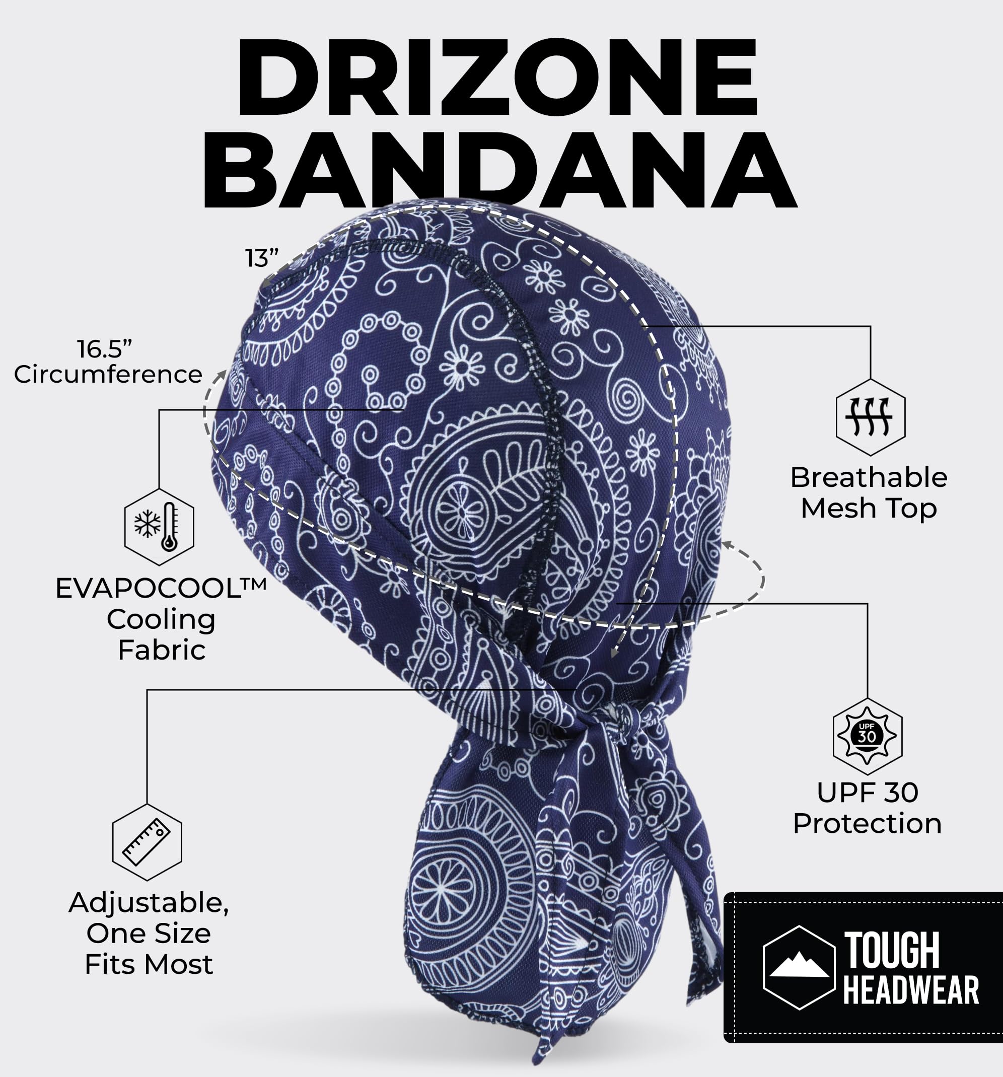 Cooling Helmet Liners - Do Rag Skull Caps for Men - Cooling Head Wraps, Hard Hat Liner - Motorcycle Pirate Bandana