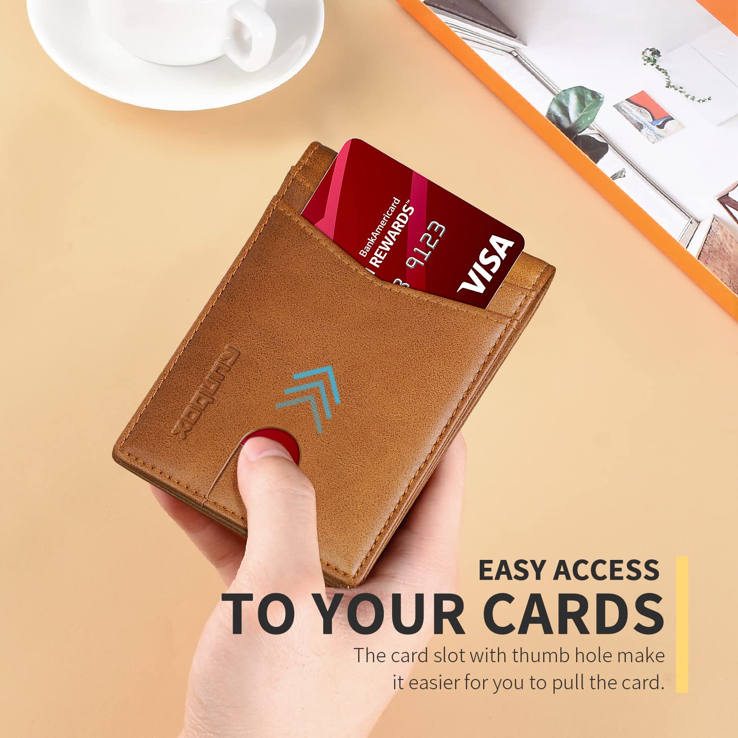 RUNBOX Wallet for Men,Mens Wallet,Slim Leather Bifold,RFID Blocking 8 Slots Gift Box