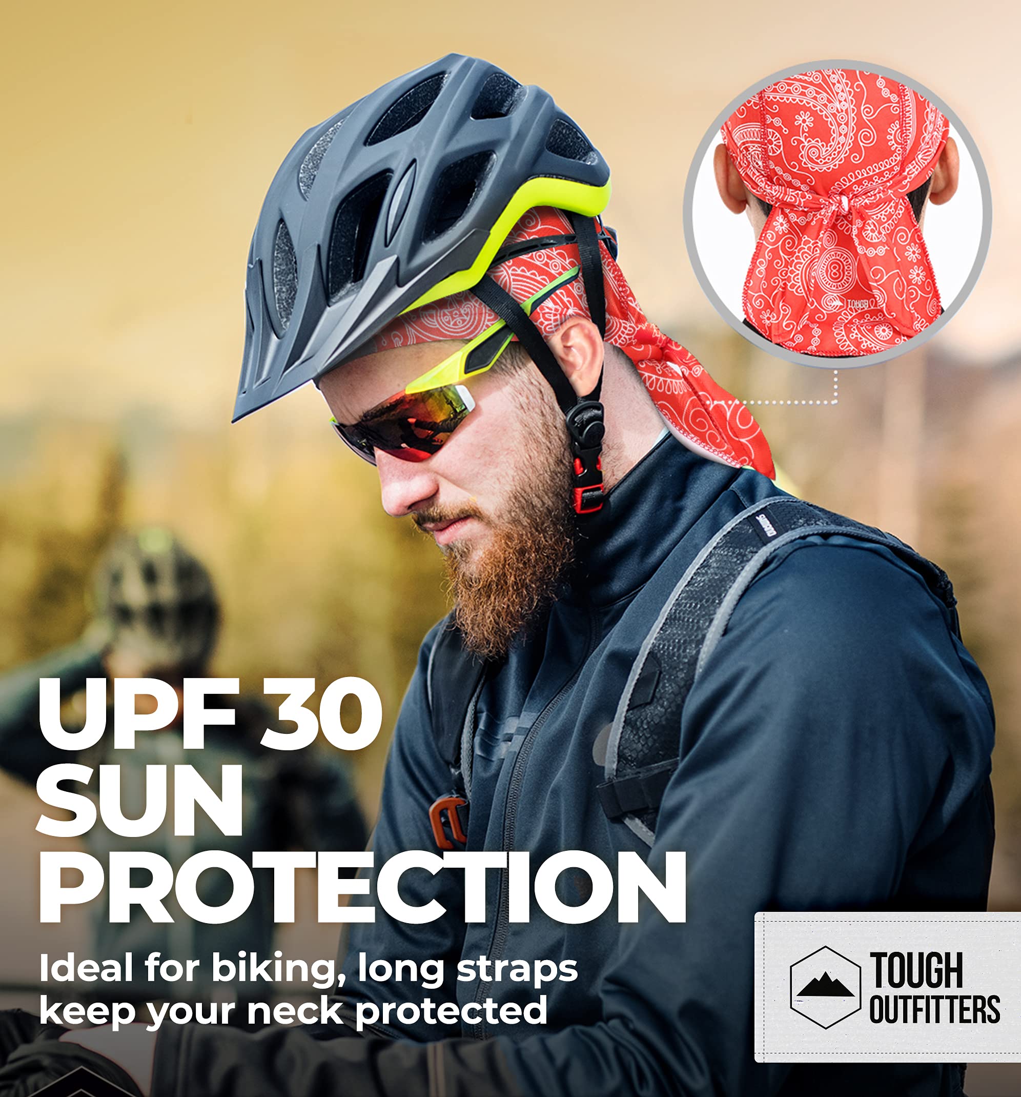 Cooling Helmet Liners - Do Rag Skull Caps for Men - Cooling Head Wraps, Hard Hat Liner - Motorcycle Pirate Bandana