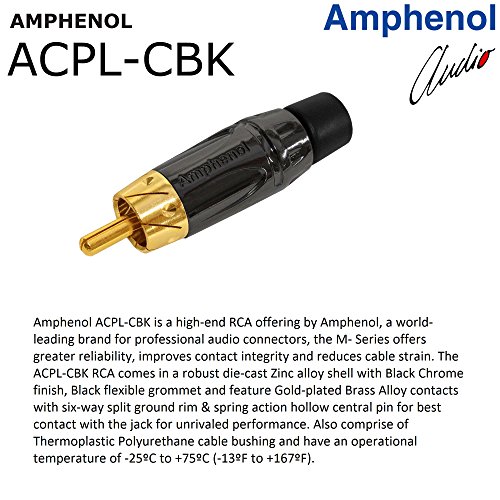 1 Foot β High-Definition Audio Interconnect Cable Pair CUSTOM MADE By WORLDS BEST CABLES β using Mogami 2964 wire and Amphenol ACPL Black Chrome Body, Gold Plated RCA Connectors
