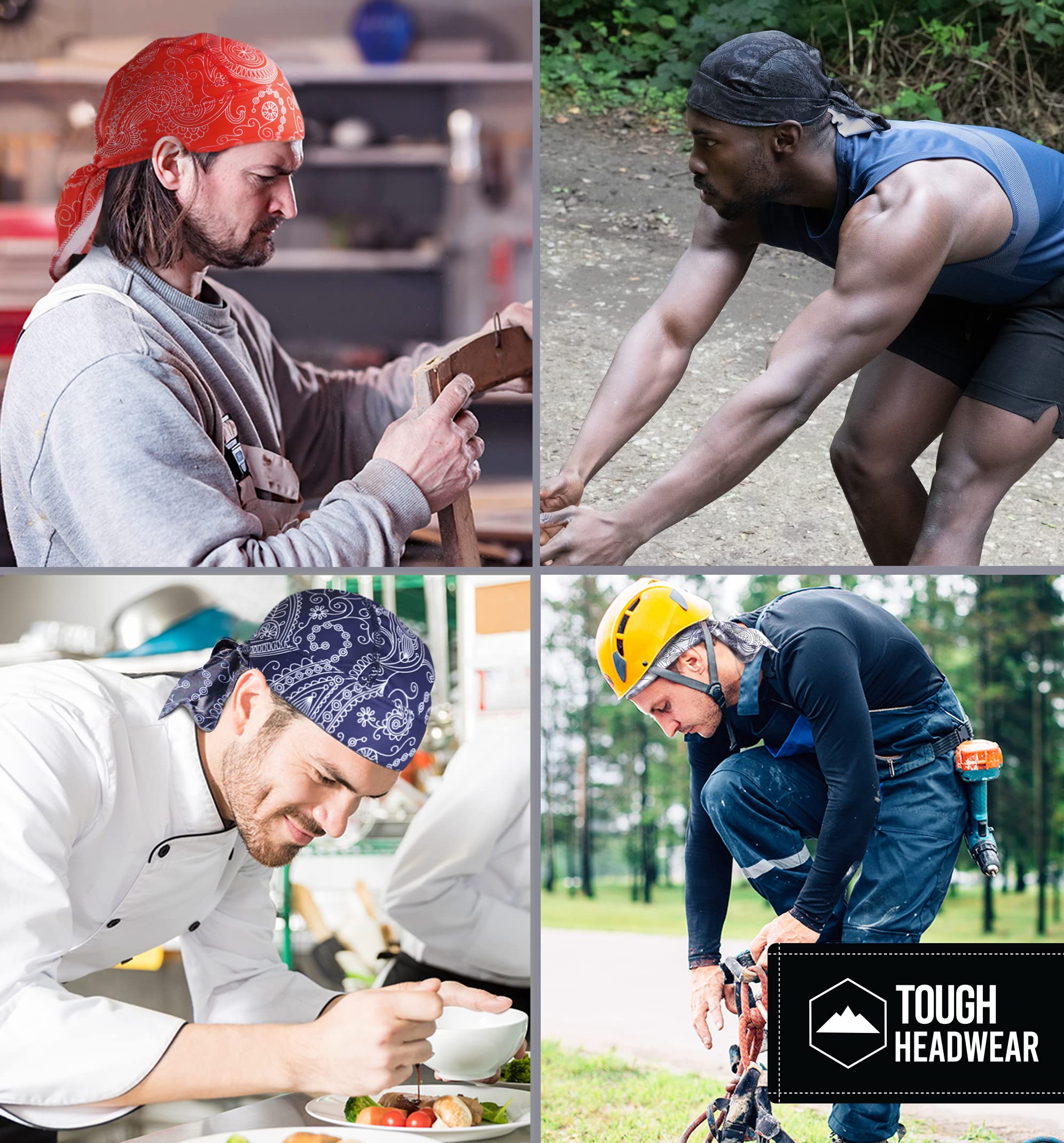 Cooling Helmet Liners - Do Rag Skull Caps for Men - Cooling Head Wraps, Hard Hat Liner - Motorcycle Pirate Bandana