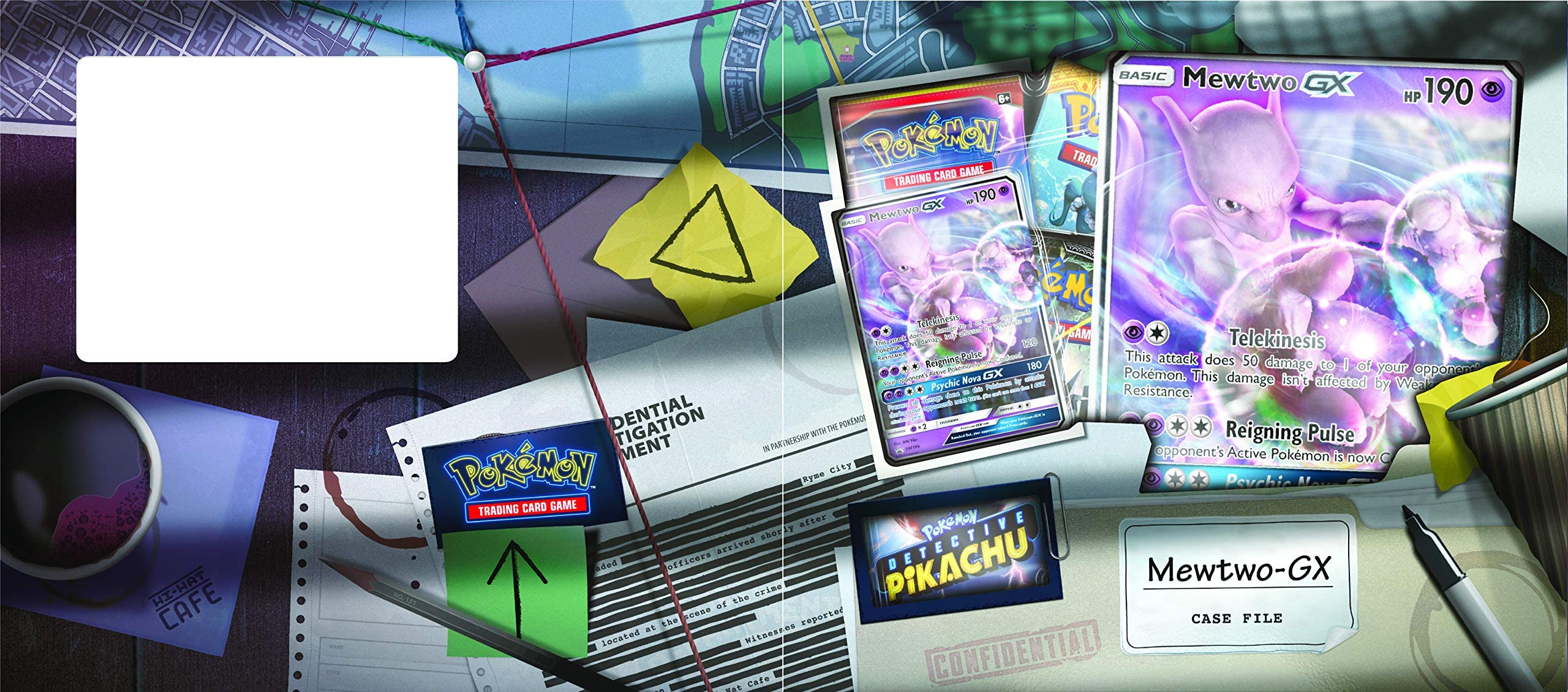 Pokemon TCG: Detective Pikachu Mewtwo-Gx Case File | 6 Booster Pack | A Foil Promo Gx Card | A Oversize Gx Foil Card