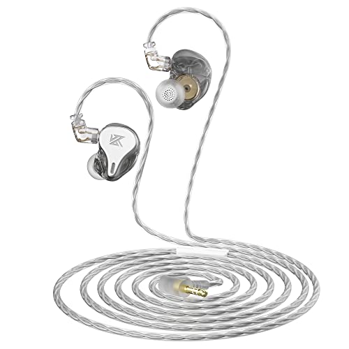 KZ DQ6 Wired Earbuds Noise Cancelling Earbuds with Microphone HiFi Bass Earphones with Detachable Tangle-Free Cable 2Pin (Silver)