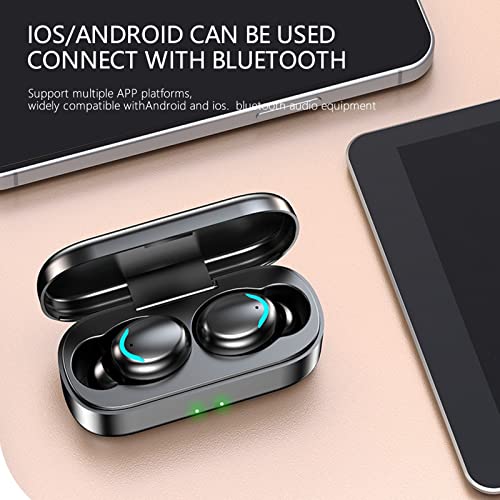 BIERELAOZI Mini Wireless Sports Earbuds Waterproof Bluetooth Headphones with Fast Charging Case, Noise Canceling Headset in-Ear Stereo Ear Buds Earphones