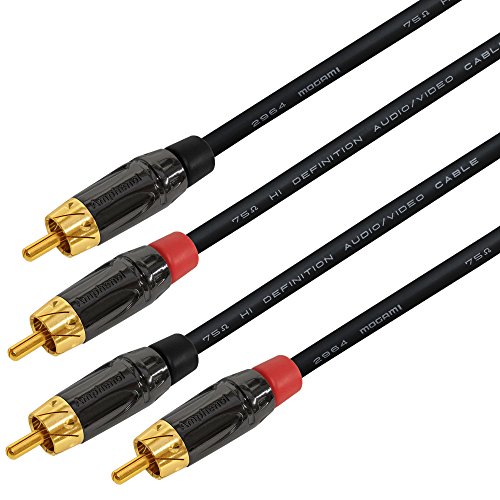 1 Foot β High-Definition Audio Interconnect Cable Pair CUSTOM MADE By WORLDS BEST CABLES β using Mogami 2964 wire and Amphenol ACPL Black Chrome Body, Gold Plated RCA Connectors