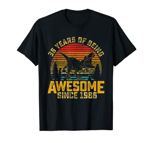 Dinosaur Rex 1986 36 Years Old 36th Birthday Decorations T-Shirt