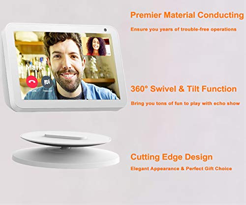 AutoSonic Stand for Echo Show 8 and 5 (1st Gen and 2nd Gen), Adjustable Accessories Compatible with Alexa Show 5 and 8, Magnetic, Swivel and Tilt, White