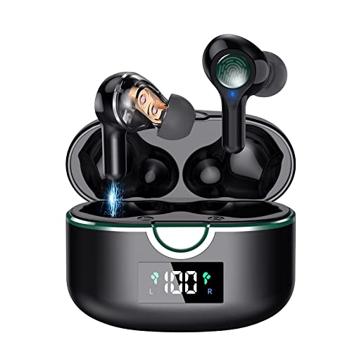 TUSUEYGT Wireless Earbuds, 4 Dynamic Drivers Bluetooth Headphones TWS Earbuds, 40Hrs Playtime with LED Power Display Charging Case Touch Control in-Ear Earphones HiFi Stereo Sound Headset for Sport