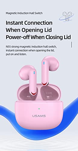 Wireless Earbuds Bluetooth 5.2Chip Bluetooth Earphones Earbud Noise Cancellation Sports Headphones with Charging Case Bluetooth Headphone Earbuds Gaming Ear Pods for Running 28hrs of Play Time (Pink)