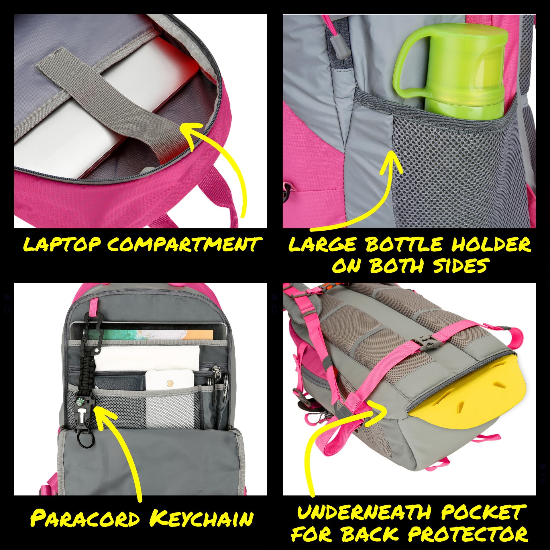 riderbag Reflective Motorcycle Backpack 35L, Lightweight Water-Resistant Daypack with Laptop Pocket for Commuting, Biking, and Daily Use β Pink