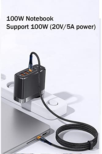 USB C to USB C PD Fast Charging Cable 100W 6ft 4ft Type-C 2.0 for MacBook Pro Air, iPad Pro 2022 2021 iPad Air 5, Tear-Down, Galaxy S22, Note 20, Google Pixel, Switch, Surface Book, Transparent Shell