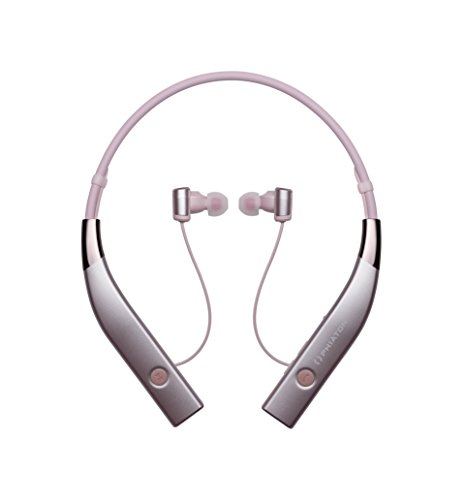 Phiaton BT 100 NC Neckband Style Wireless Qualcomm Bluetooth Noise Cancelling Earbuds, Active Noise Cancelling in-Ear Sports Running Earphones with Microphone and Remote, Pink