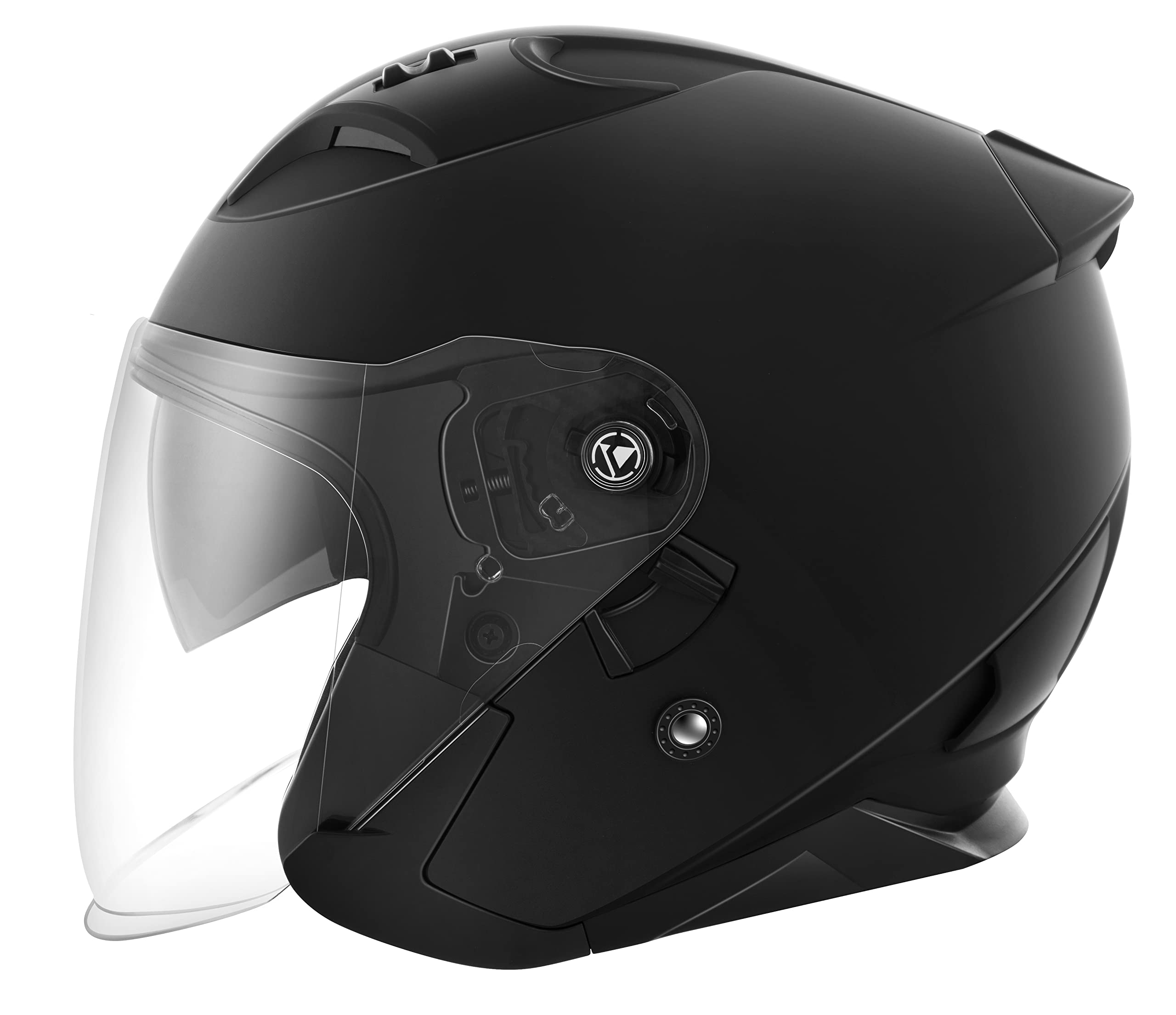 Motorcycle Open Face Helmet YEMA YM-637 DOT Approved 3/4 Half Helmet with Sun Visor for Adult Men Women - Matte Black,Medium