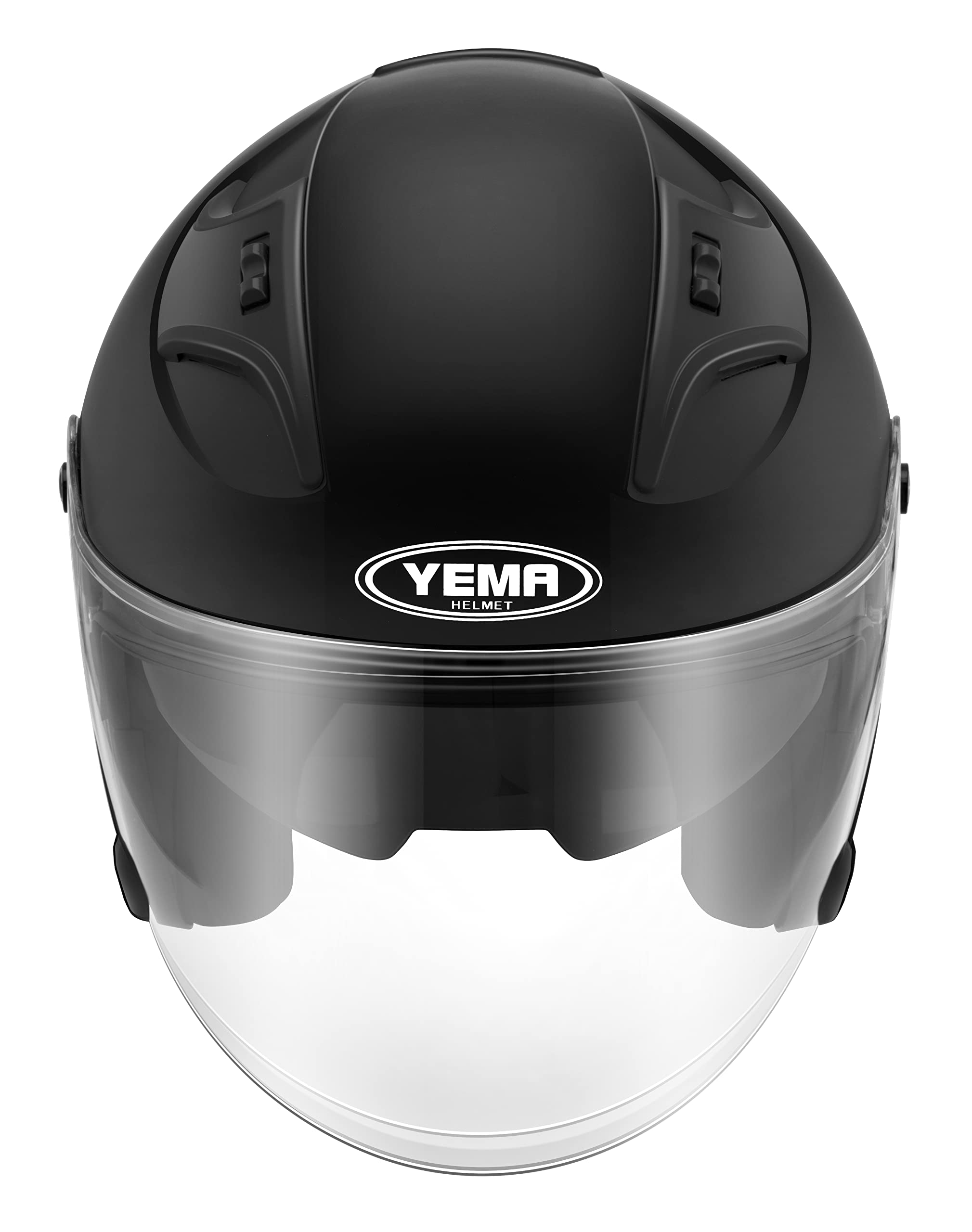 Motorcycle Open Face Helmet YEMA YM-637 DOT Approved 3/4 Half Helmet with Sun Visor for Adult Men Women - Matte Black,Medium