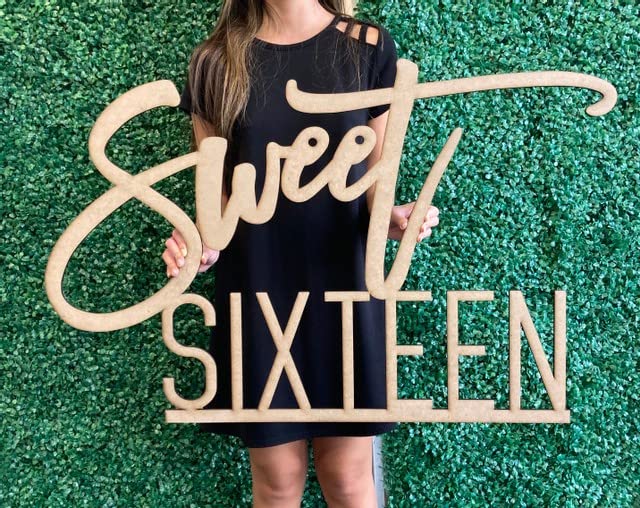 Sweet Sixteen Wooden Sign β 5 Sizes (12-36 inches), 16th Birthday Party Decor, Teen Birthday Wall Art, Sweet 16 Backdrop Sign, Birthday Celebration Sign, Teen Party Decoration