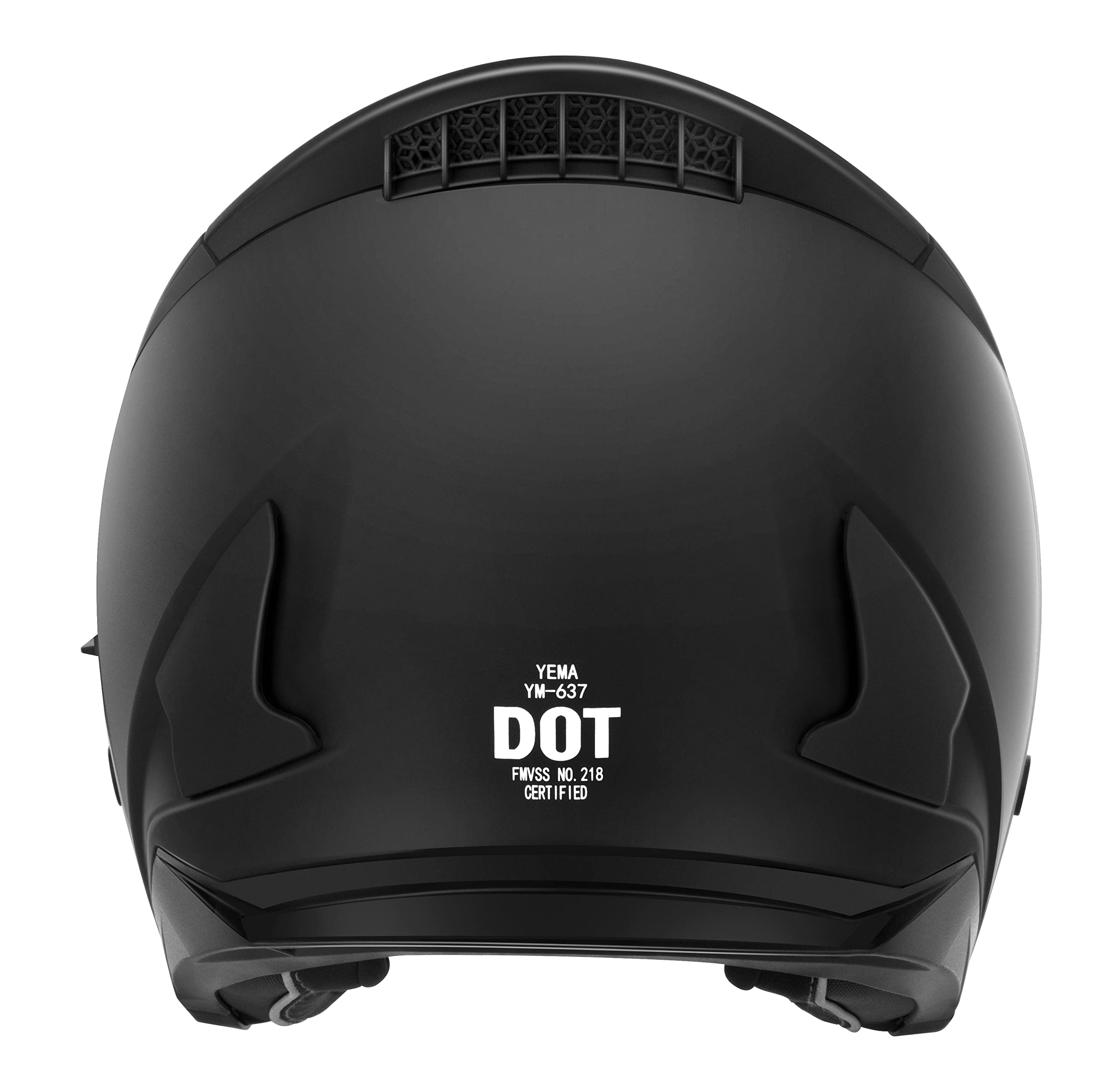 Motorcycle Open Face Helmet YEMA YM-637 DOT Approved 3/4 Half Helmet with Sun Visor for Adult Men Women - Matte Black,Medium