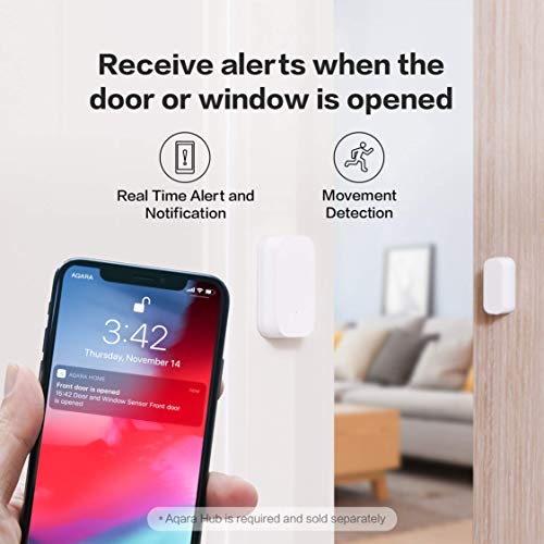 Aqara Door and Window Sensor Plus Aqara Wireless Mini Switch, Requires AQARA HUB, Zigbee Connection, for Remote Monitoring, Alarm System and Smart Home Automation