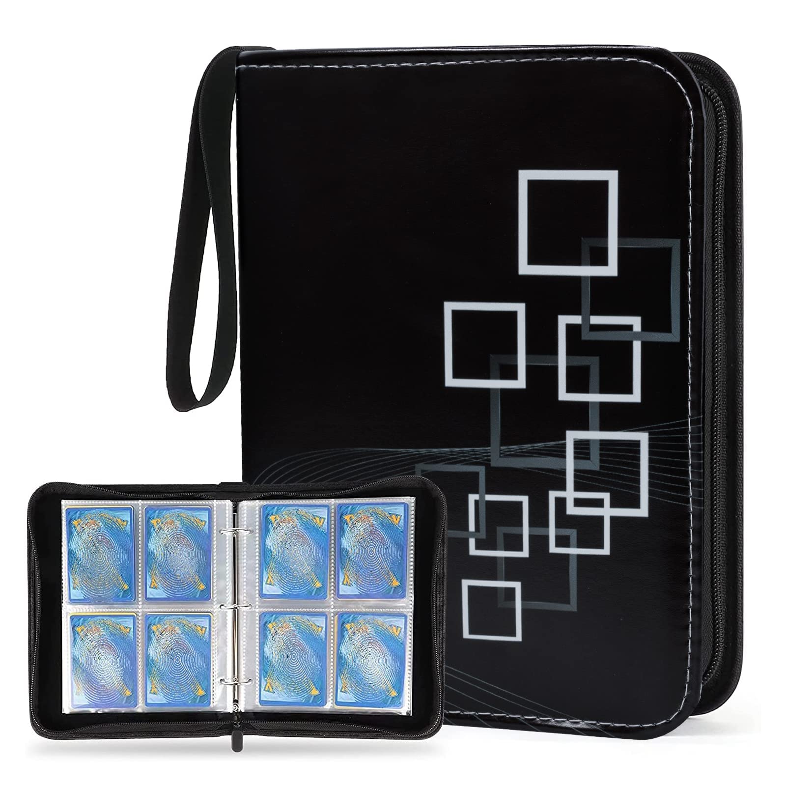 Card Binder Trading Cards Case with 55 Sleeves 4-Pocket Card Book Holder Fits 440 Cards for TCG Game Cards Collection Sports Trading Cards Collector Album