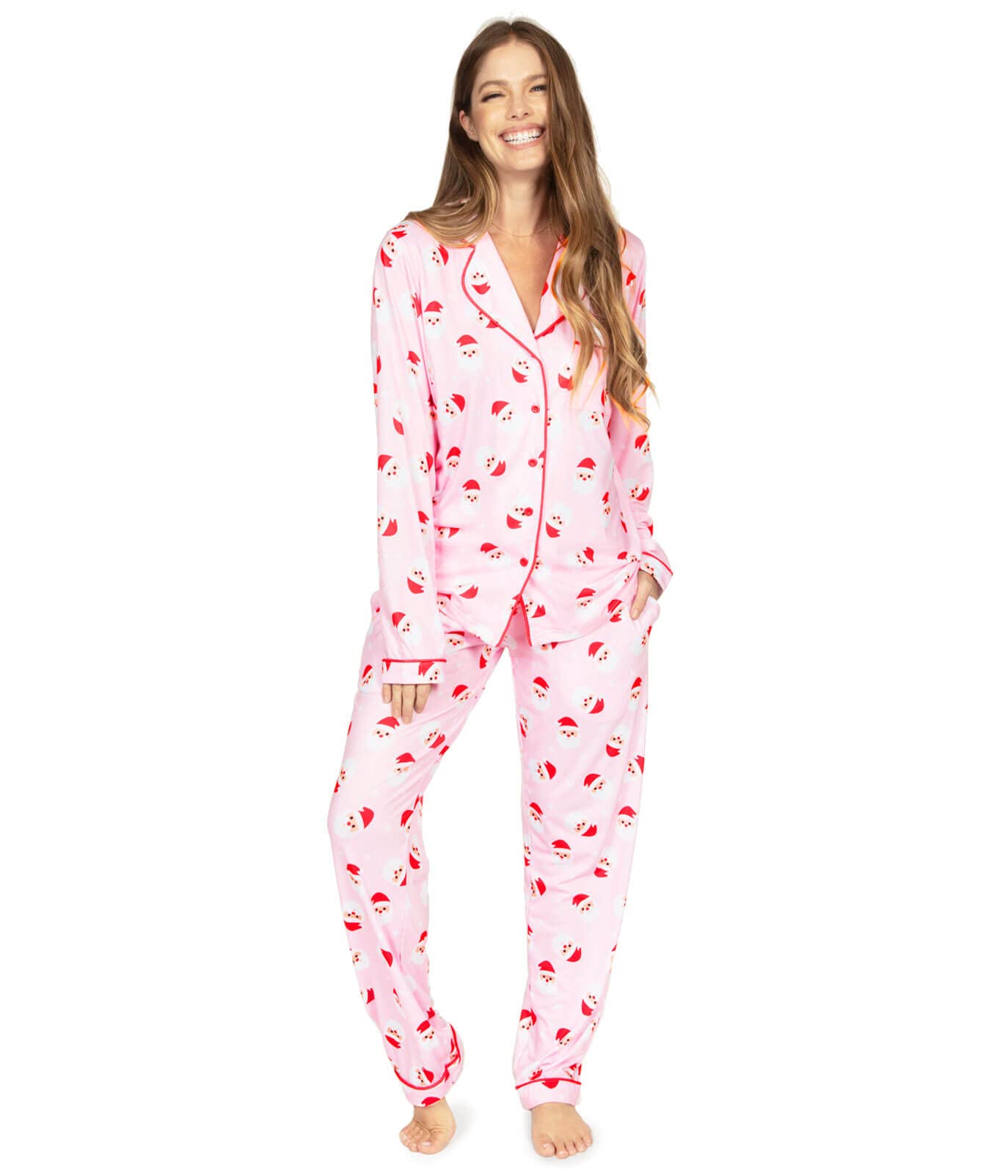 Tipsy Elves Women's Pink Santa Pajama Set Size Medium