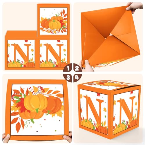 Little Pumpkin First Birthday Fall Party Decorations Balloon Boxes 1st Birthday Boxes Blocks for Fall Themed Thanksgiving Holiday Birthday Party Supplies Cake Smash Photo Props Backdrop