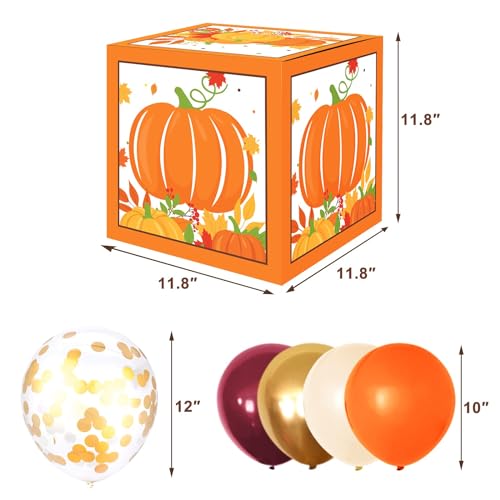 Little Pumpkin First Birthday Fall Party Decorations Balloon Boxes 1st Birthday Boxes Blocks for Fall Themed Thanksgiving Holiday Birthday Party Supplies Cake Smash Photo Props Backdrop