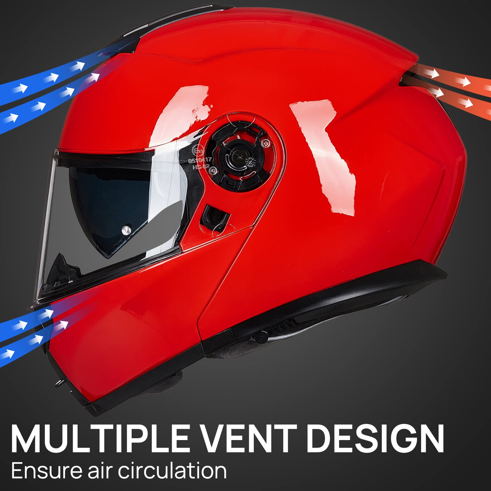 ILM Adult Motorcycle Modular Full Face Helmet Flip up Dual Visor DOT Approved Model 159(Red,X-Large)
