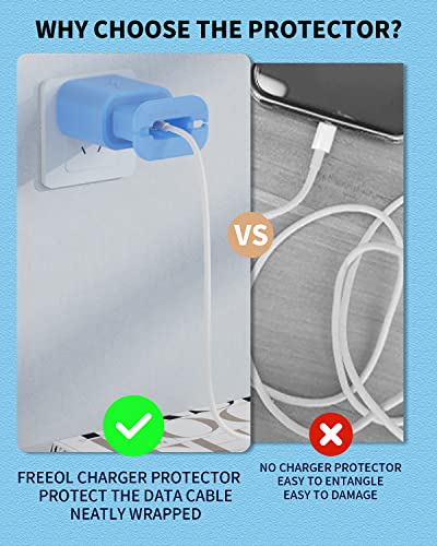 [3 Pack] FREEOL Silicone Charger Protector, Travel Cord Organizer Compatible with Apple 20W/18W USB-C Power Adapter, Data Cable Winder can Glow in The Dark - (Pink + Glow Blue + Glow Green)