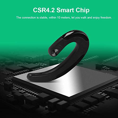 ASHATA Bone Conduction Headphones, Wireless Bluetooth Bone Conduction Headset Earphone,Ergonomic Stereo Ear-Hook with Micphone,HD Sound Quality,HD Call(Black)