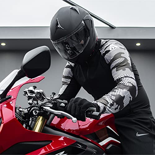 ILM Motorcycle Helmets Modular Dual Visor Flip-up Full Face Street Bike Racing Helmet DOT 5 Colors Model 808 (L, Matte Black)