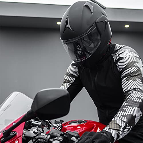 ILM Motorcycle Helmets Modular Dual Visor Flip-up Full Face Street Bike Racing Helmet DOT 5 Colors Model 808 (L, Matte Black)