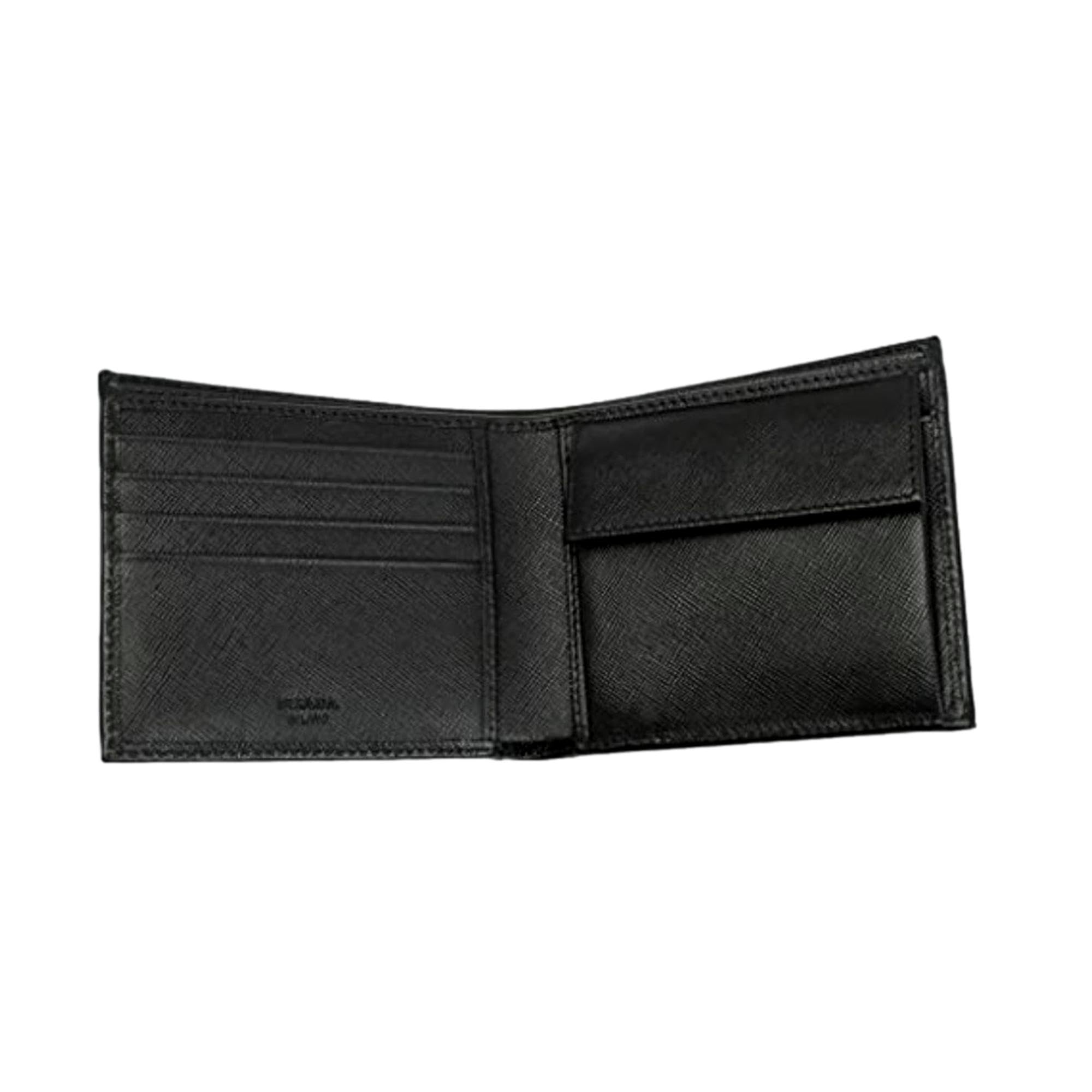 Prada Mens Blue Saffiano Leather Bi-fold Wallet 2m0738 Baltico+Nero