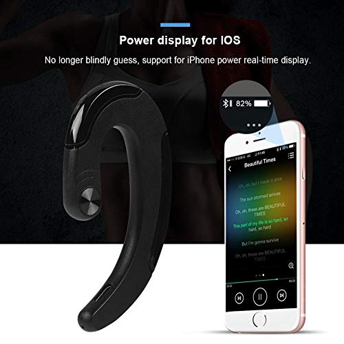 ASHATA Bone Conduction Headphones, Wireless Bluetooth Bone Conduction Headset Earphone,Ergonomic Stereo Ear-Hook with Micphone,HD Sound Quality,HD Call(Black)