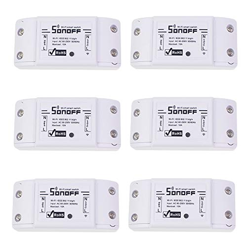 Sonoff WiFi Switch Pack of 6 Wireless Remote Control Electrical for Household Appliances Compatible with Alexa DIY Your Home via Iphone Android App