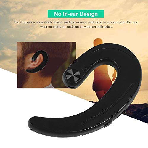 ASHATA Bone Conduction Headphones, Wireless Bluetooth Bone Conduction Headset Earphone,Ergonomic Stereo Ear-Hook with Micphone,HD Sound Quality,HD Call(Black)